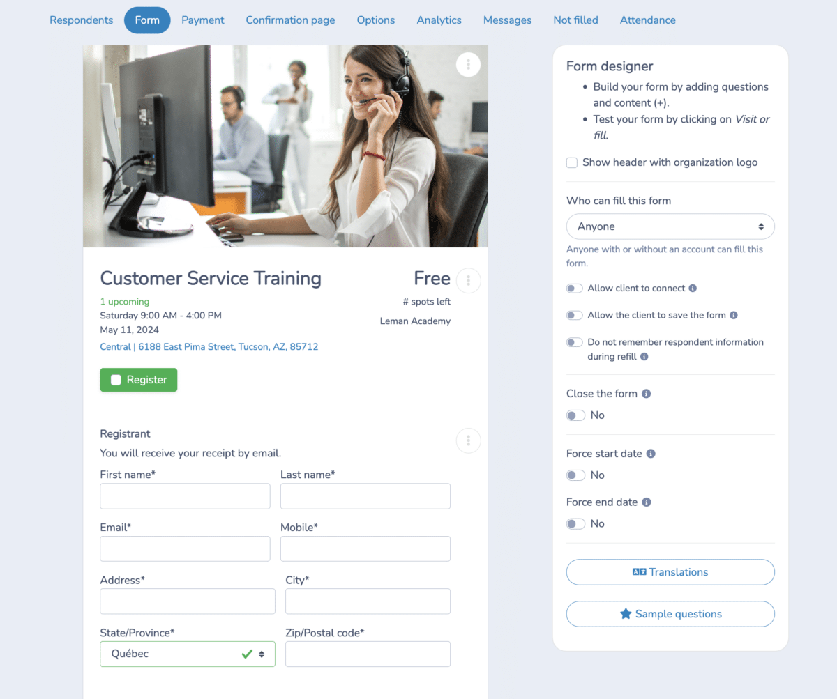 Employee Training Forms with Attendance tracking and SMS reminders