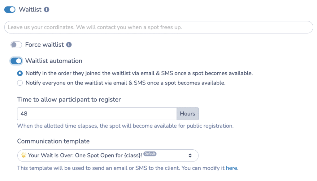 Waitlist Automation for Camps, Classes and Activities