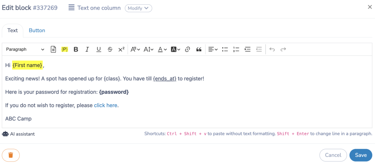 Waitlist Automation for Camps, Classes and Activities