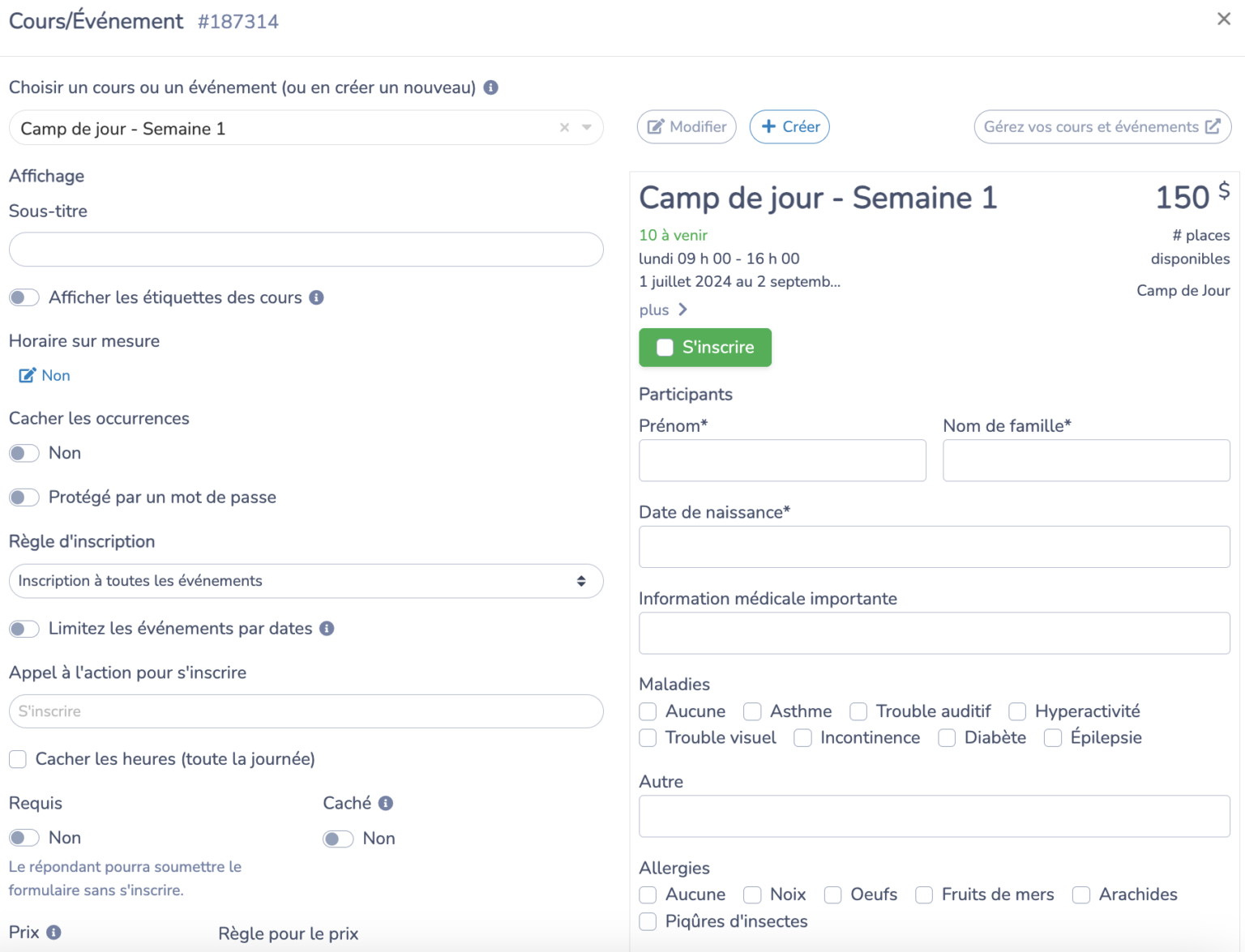 Créer un formulaire d’inscription pour camps de jour