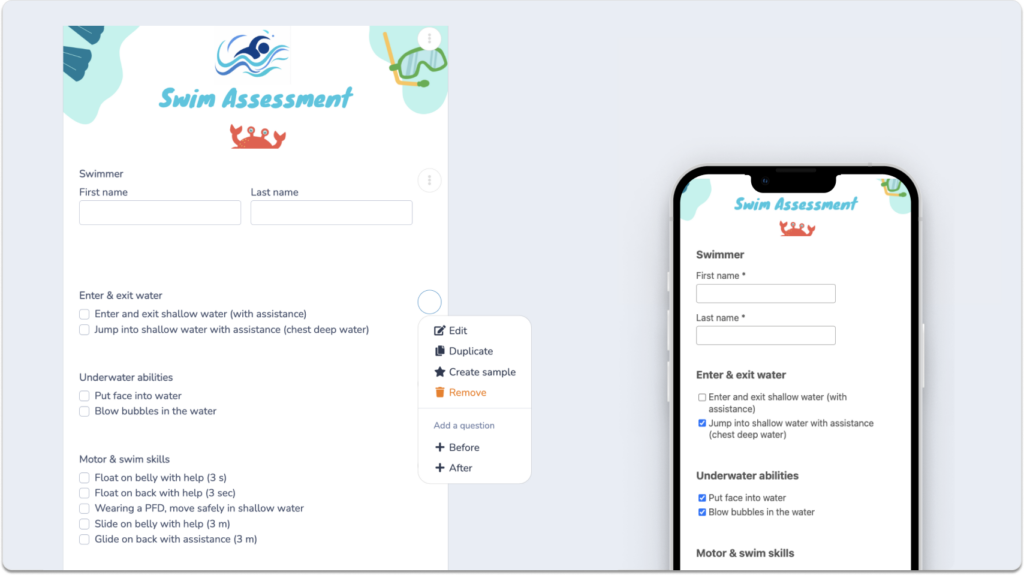 How to create online swim report cards