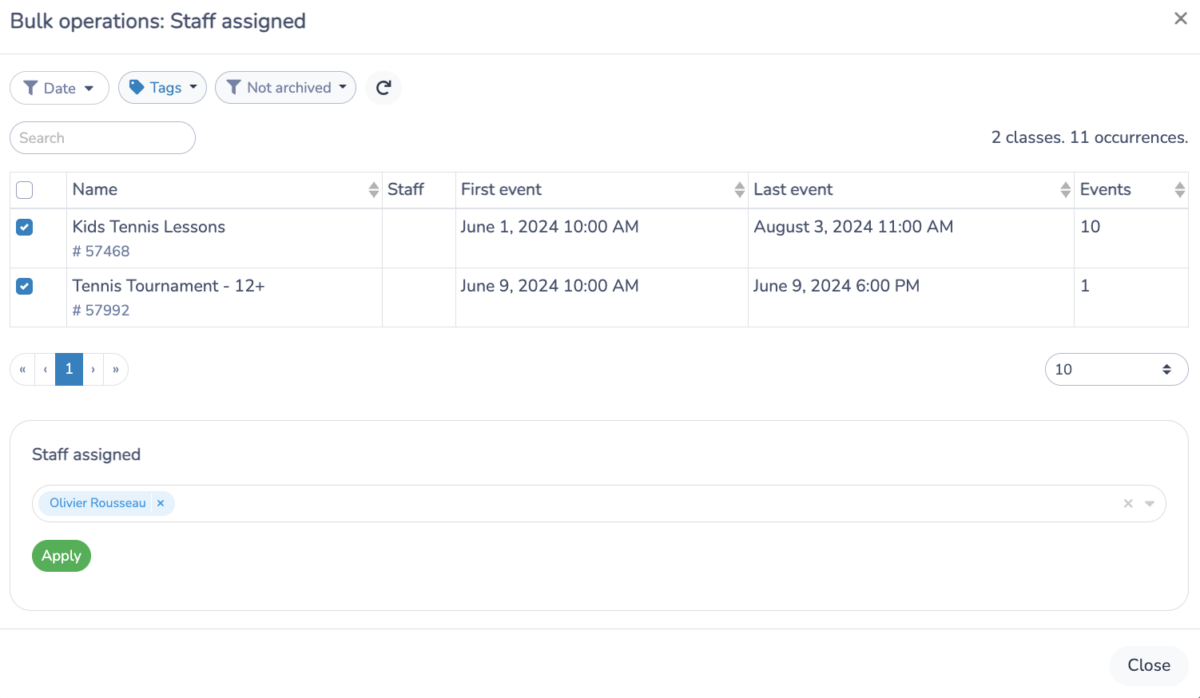 Attendance Tracking for Tennis Lessons