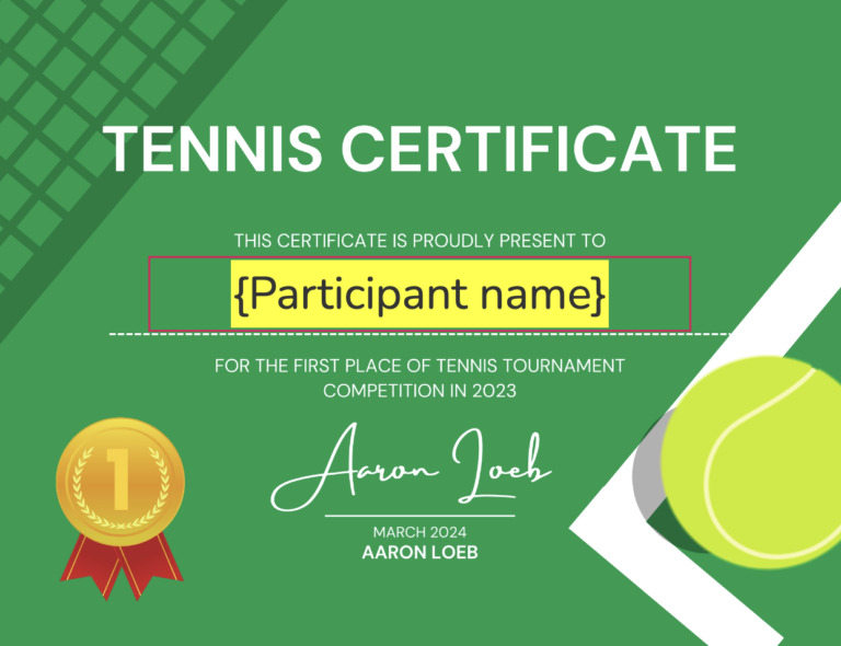 How to create bulk certificates for Tennis Lessons