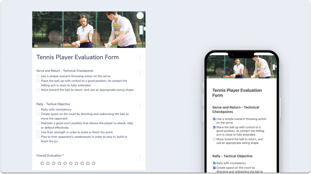 How to create a Tennis Player Evaluation Form (with template)