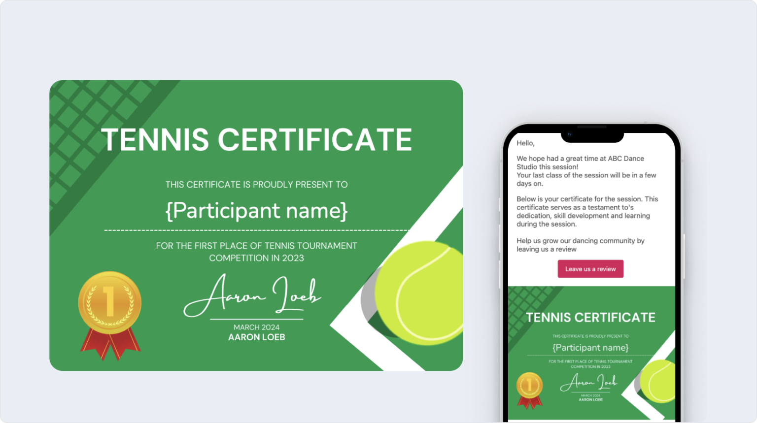 How to create bulk certificates for Tennis Lessons