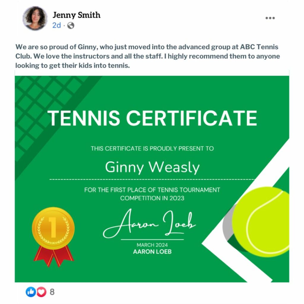 How to create bulk certificates for Tennis Lessons