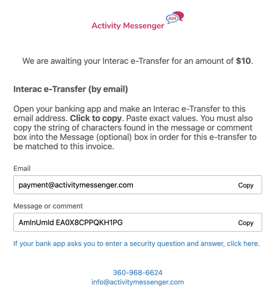 Accept Interac E-Transfers for Event Payments