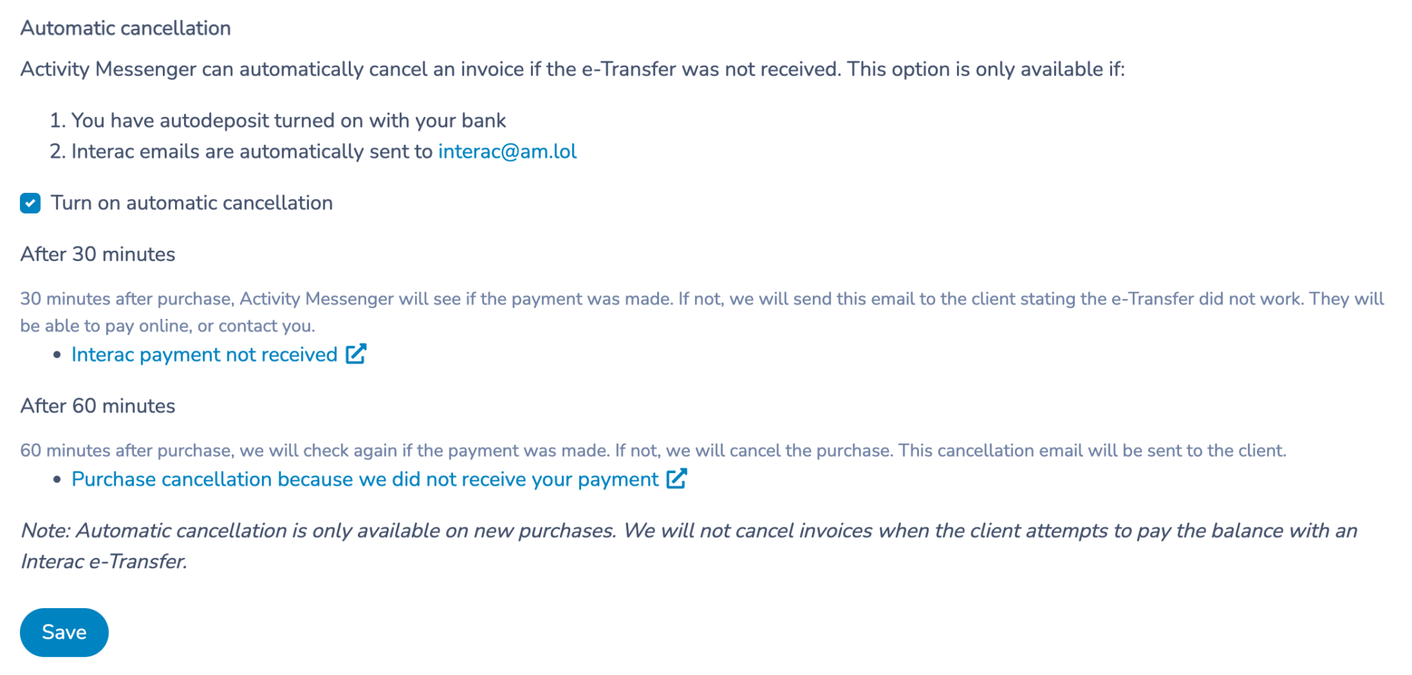 Payment integration with Interac E-Transfer