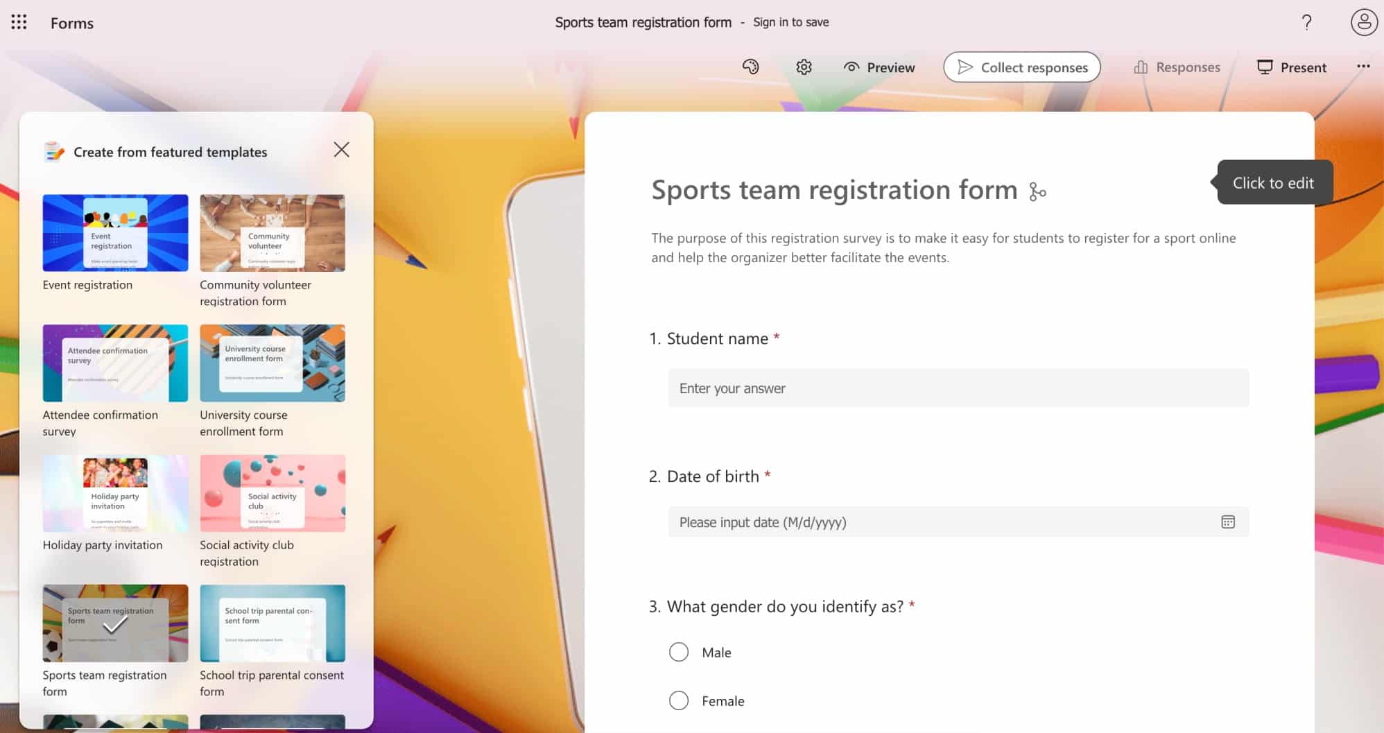 How to Create a Registration Form with Microsoft Forms