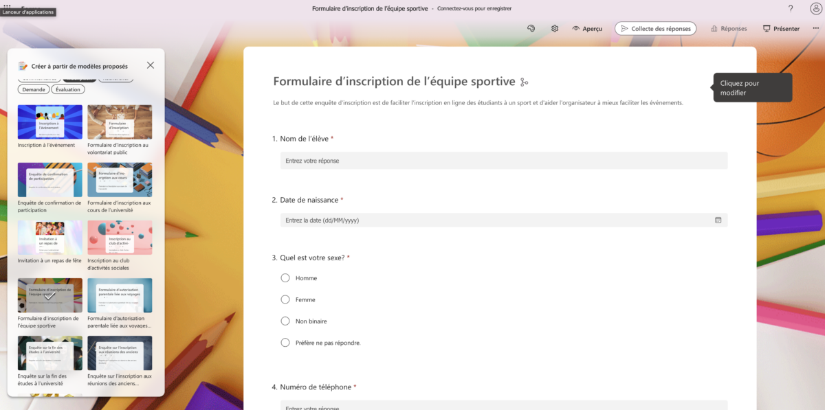 Comment créer un formulaire d’inscription en ligne avec Microsoft Forms